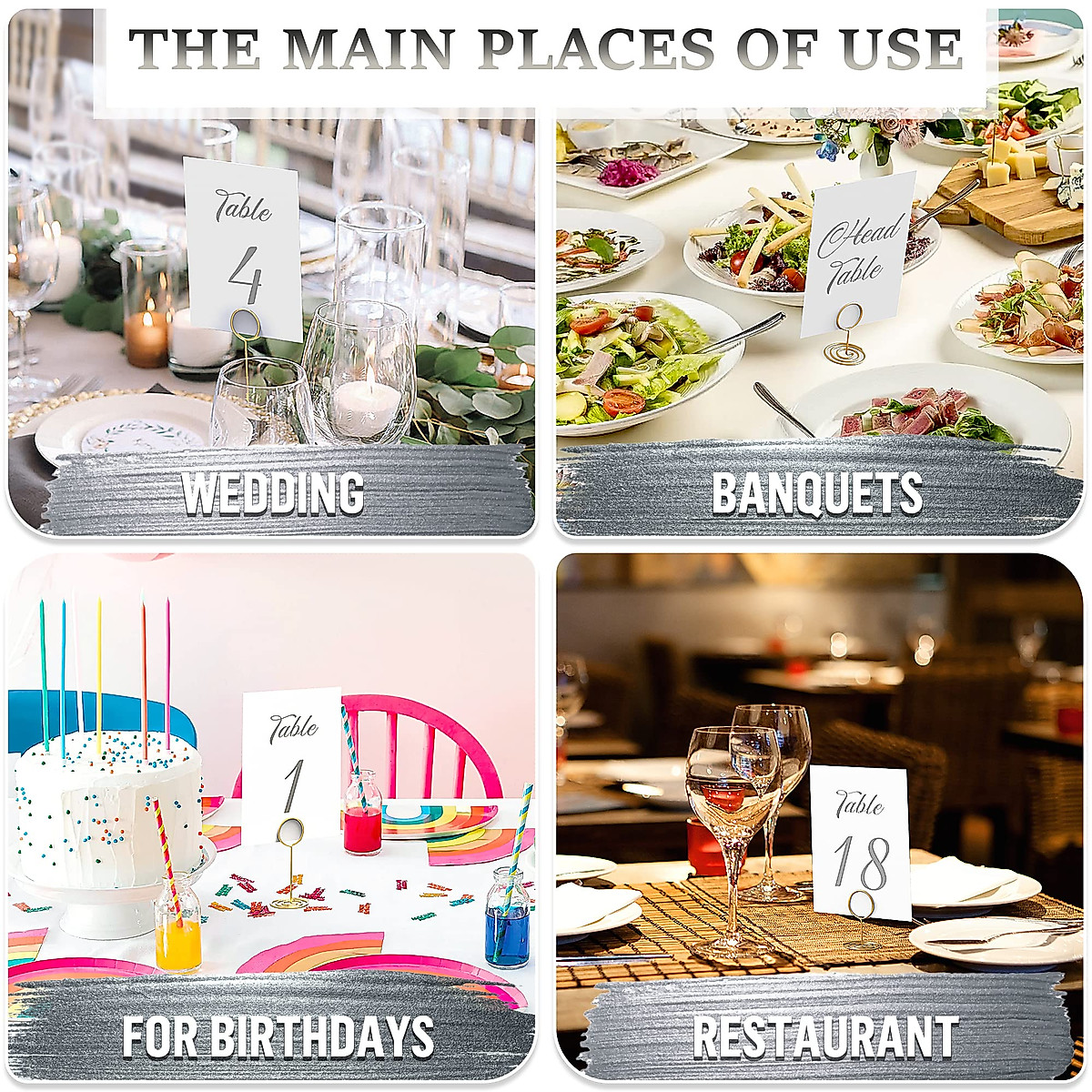 Silver Table Numbers 1-30 for Wedding Reception - Silver Foil Table Number Cards 4x6 in with Head & Gift Table - Restaurant Table Numbers - Wedding Numbers for Tables Card Stock Wedding Table Numbers