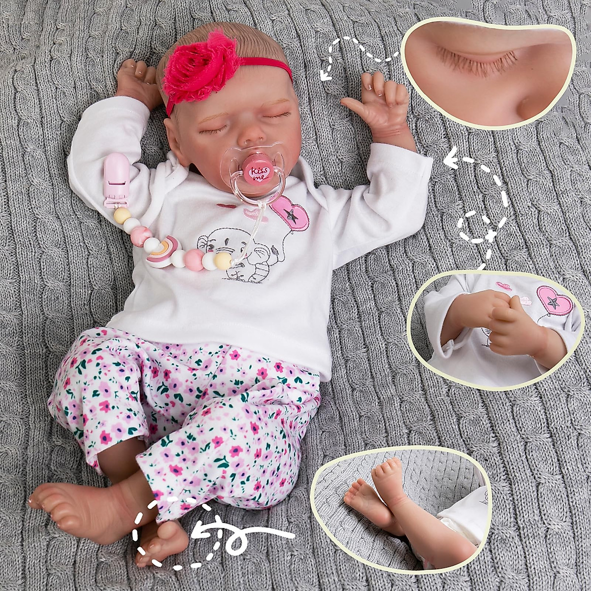 Aori Reborn Baby Dolls - Lifelike Newborn Baby Dolls, Full Body Vinyl Realistic Baby Doll Come with Feeding Toy Accessories and Gift Box Set