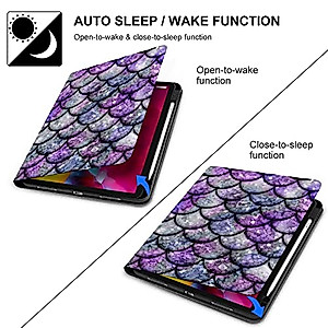 Mermaid Protective Case Compatible with IPAD 2020 AIR 4 （10.9in） Stand Case Auto Sleep/Wake Cover