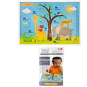 Neat Solutions Table Topper Disposable Stick-on Placemats in Reusable Package, Gender Neutral, 12" x 18", 60 Count (Pack of 1) (Styles May Vary)