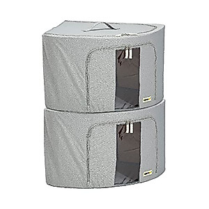 Foldable Clothes Storage Bag Organizer Corner Pop Up Bins Strong Handle Quality Fabric for Collapsible Closet Boxes 2 Pack (Large, Graphite Gray)