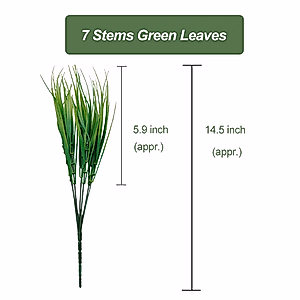 12 Bundles Artificial Wheat Grass Outdoor Plants, UV Resistant Fake Grass Faux Plastic Greenery Stems Plants for Porch Garden Farmhouse Window Box Decorating