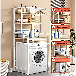 BKGDO Washer Storage Frames Floor Standing for Over Toilet,Thickened Carbon Steel Frame Washinghine Shelf,Drum Washinghine Rack,Space Helper for Bathroom/177Cm/Black/177Cm