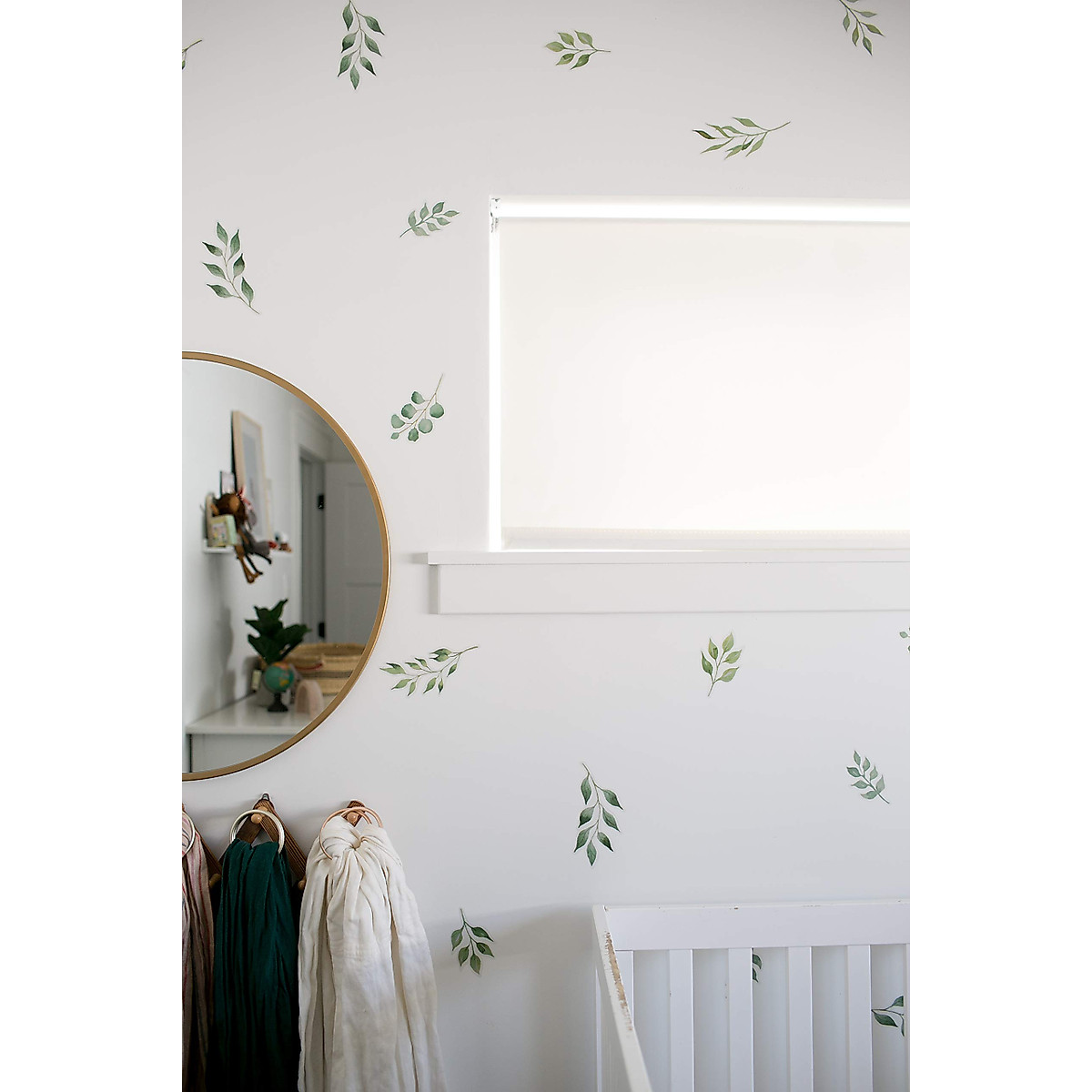 Modern Maxwell Wall Art Decals for Girls Nursery, Bedroom, Living Room Eden Greenery Leaf Room Sticker Set 44 Pieces