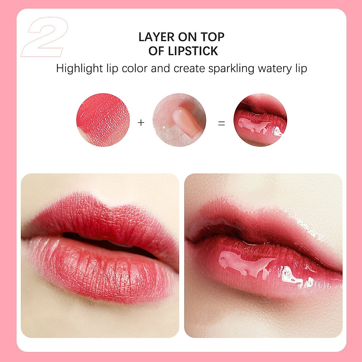 HJuyYuah Hydrating Lip Glow Oil Plumping Lip Tint Transparent Lip Care Oil Non-sticky Big Brush Head Glitter Shine Primer Lip Tint 6ML (#03)