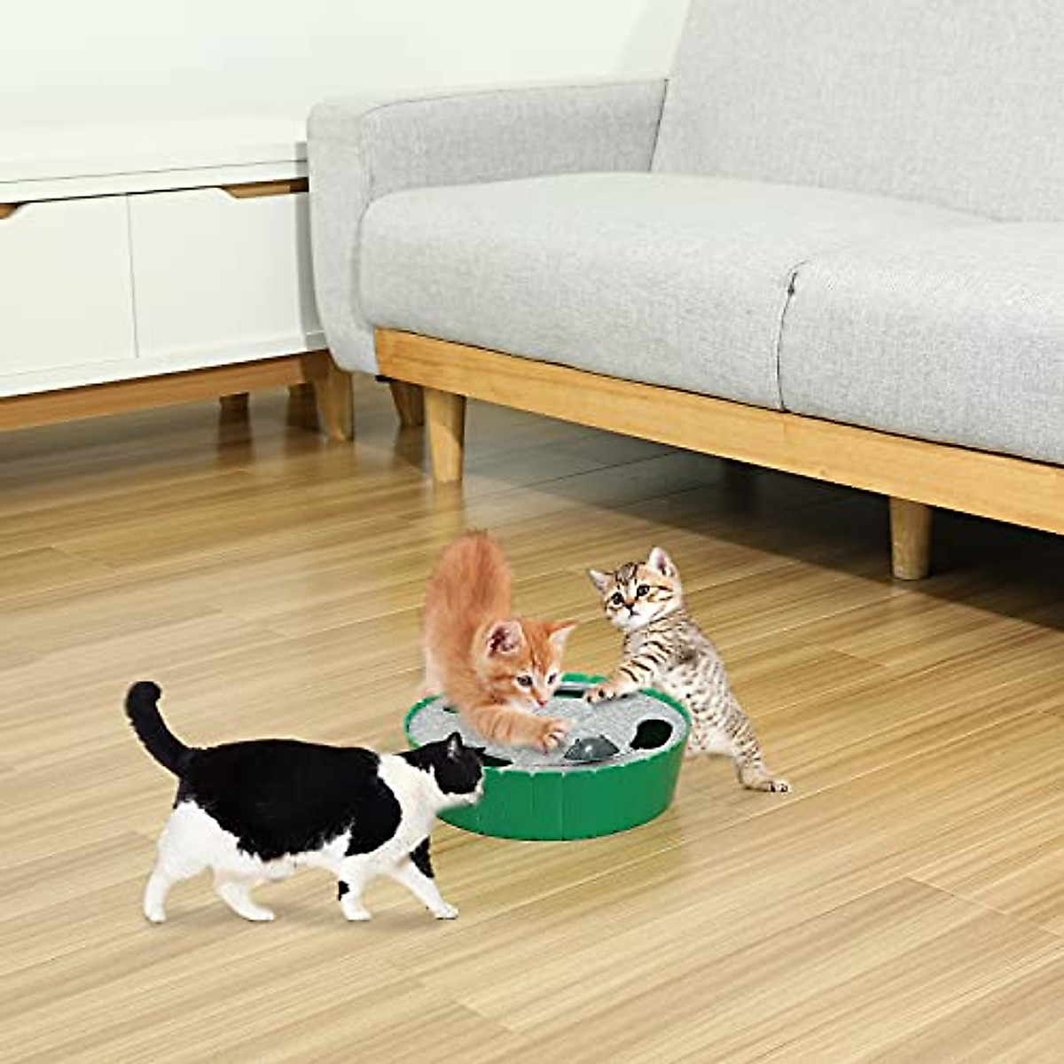 Pawaboo Cat Toy with Running Mouse, Electric Interactive Motion Cat Toy Automatic Rotating Teaser Pop and Play Hide and Seek Hunt Toy for Pet Cat Kitten Play Fun Excercise