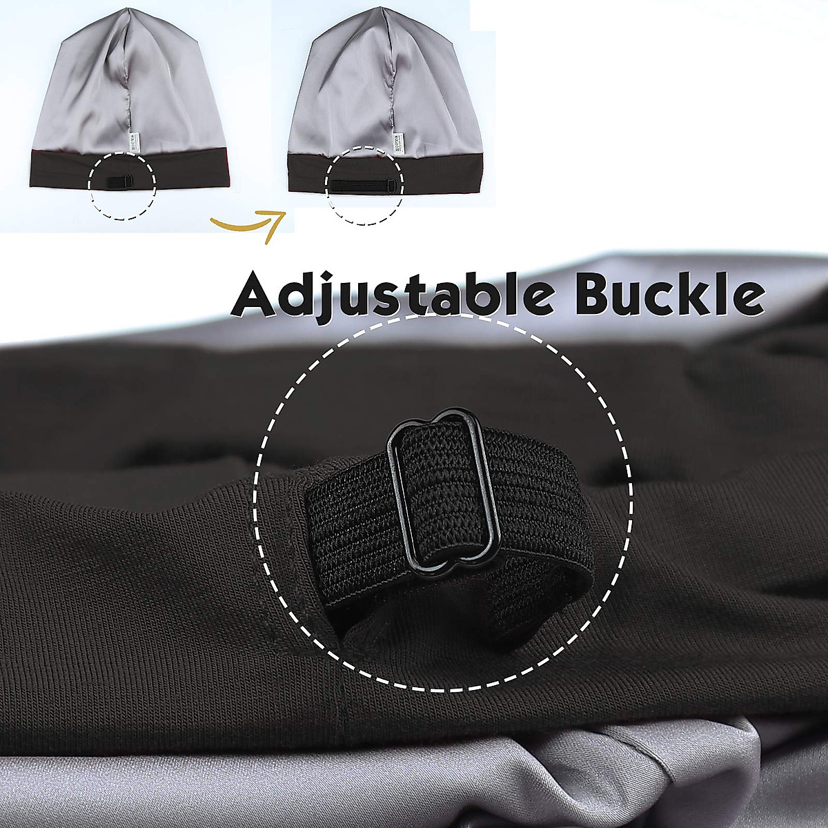 Black Slouchy Beanie Headwear Lightweight Bamboo Satin Night Sleep Turban Satin Caps for Natural Hair