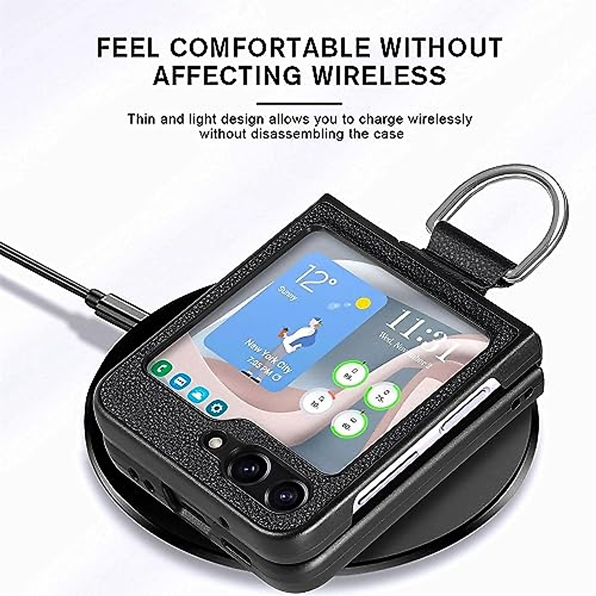 phone flip case Case Compatible with Samsung Galaxy Z Flip 5 Case with Ring ,Galaxy Z Flip 5 2023 Premium PU Leather Protective Phone Case Cover ,Slim Thin Protection Wireless Charging Shockproof Case
