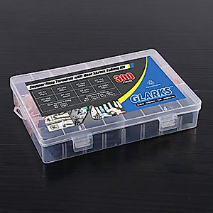 Glarks 300Pcs Open Barrel Wire Crimp Copper Ring Lugs Wire Crimp Terminal Connectors OT 5A 10A 20A 30A 40A 50A 60A 100A with Heat Shrink Tubing Assortment Kit for Auto Car Battery Cable Connector