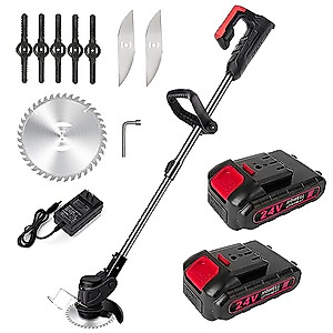 Electric Weed Eater, Weed Wacker Battery Powered, Cordless Lawn Trimmer Weed Eater Tool with Adjustable Handle 3 Function Blades Weed Eater Brush Cutter for Yard and Garden