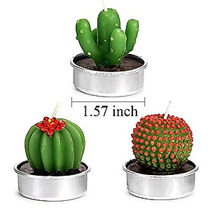 12 Pieces Cactus Tealight Candles Handmade Delicate Succulent Cactus Candles for Party Wedding Spa Home Decoration Gifts