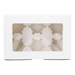 EUSOAR Cupcake Boxes 6 Count, 50pcs 9.4"x 6.2"x 3.0" Kraft Muffin Cupcake Box Carrier with Insert and Display Window,Take Out togo Cupcake Container Favor Boxes Individual