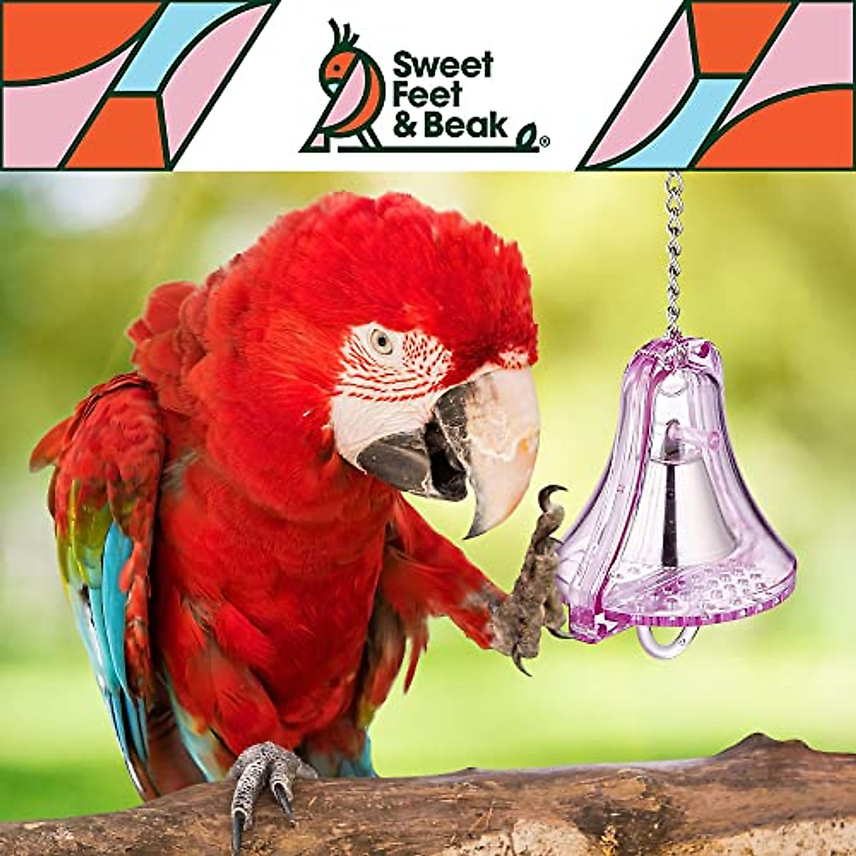 Sweet Feet and Beak Large Indestructibell - Perfect Cage Toy for Large Birds - Safe, Non-Toxic, Unbreakable, Easy to Install Bird Proof Cage Accessories