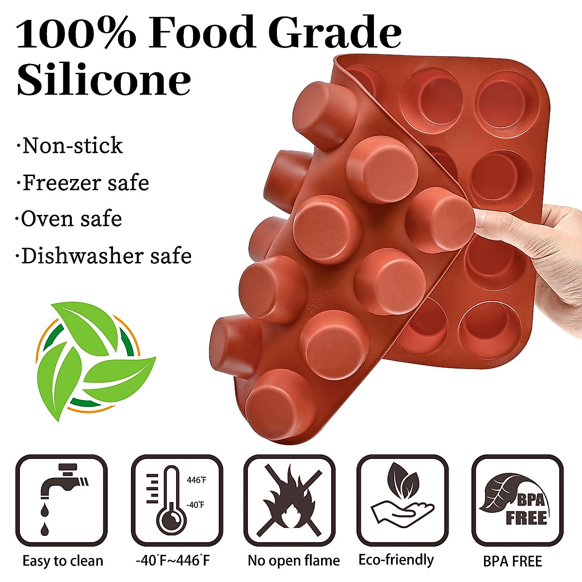 JOERSH Silicone Mini Muffin Pans 24 Cups Mini Cupcake Pan, Silicone Egg Bite Molds for Baking Mini Muffin Tin Nonstick 2 Pack