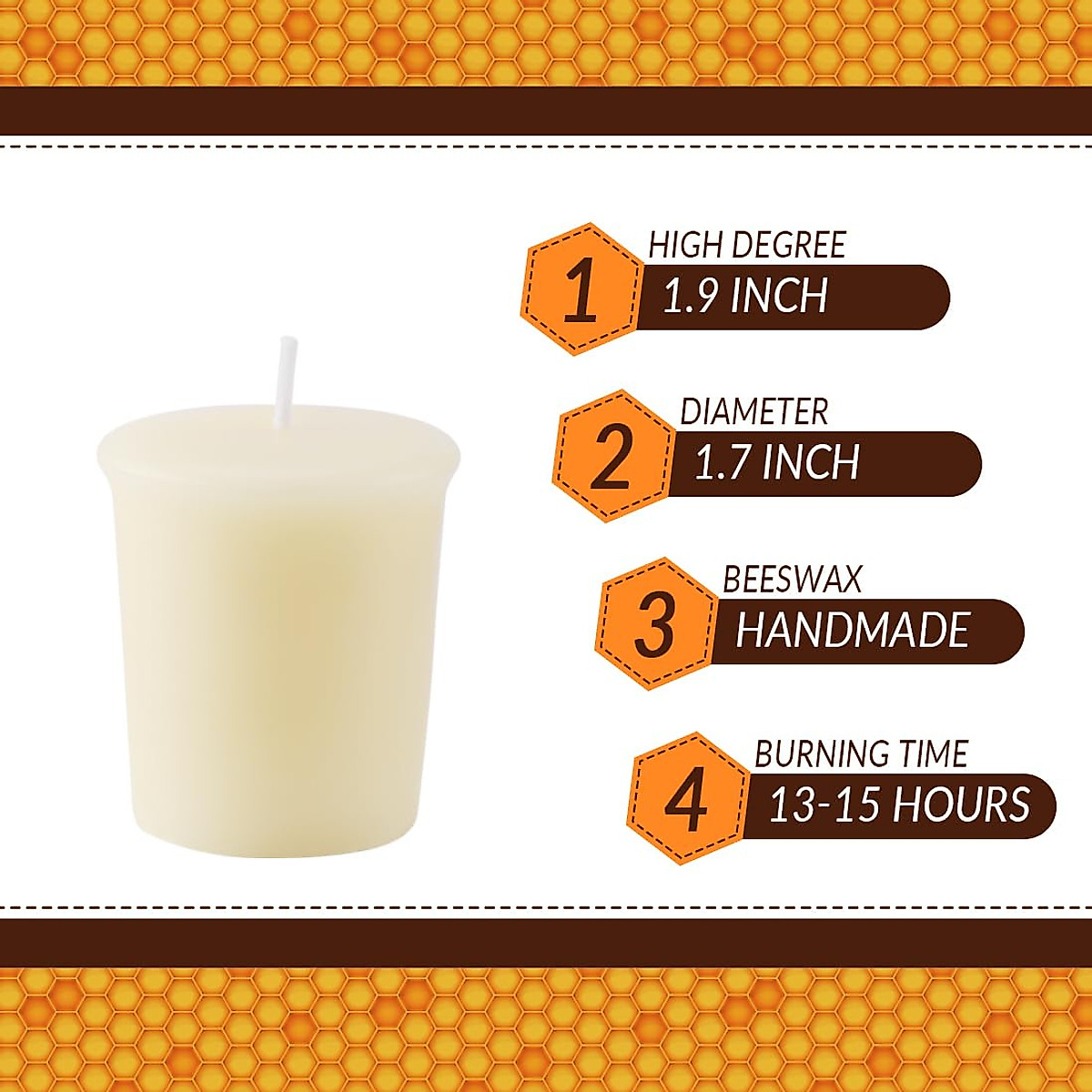 Pure White Beeswax Votive Candles-12 Pack Natural Votives Set for Home Room Decor Party Wedding Spa Gift