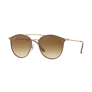 Ray-Ban RB3546 Round Sunglasses, Beige On Copper/Clear Gradient Brown, 49 mm