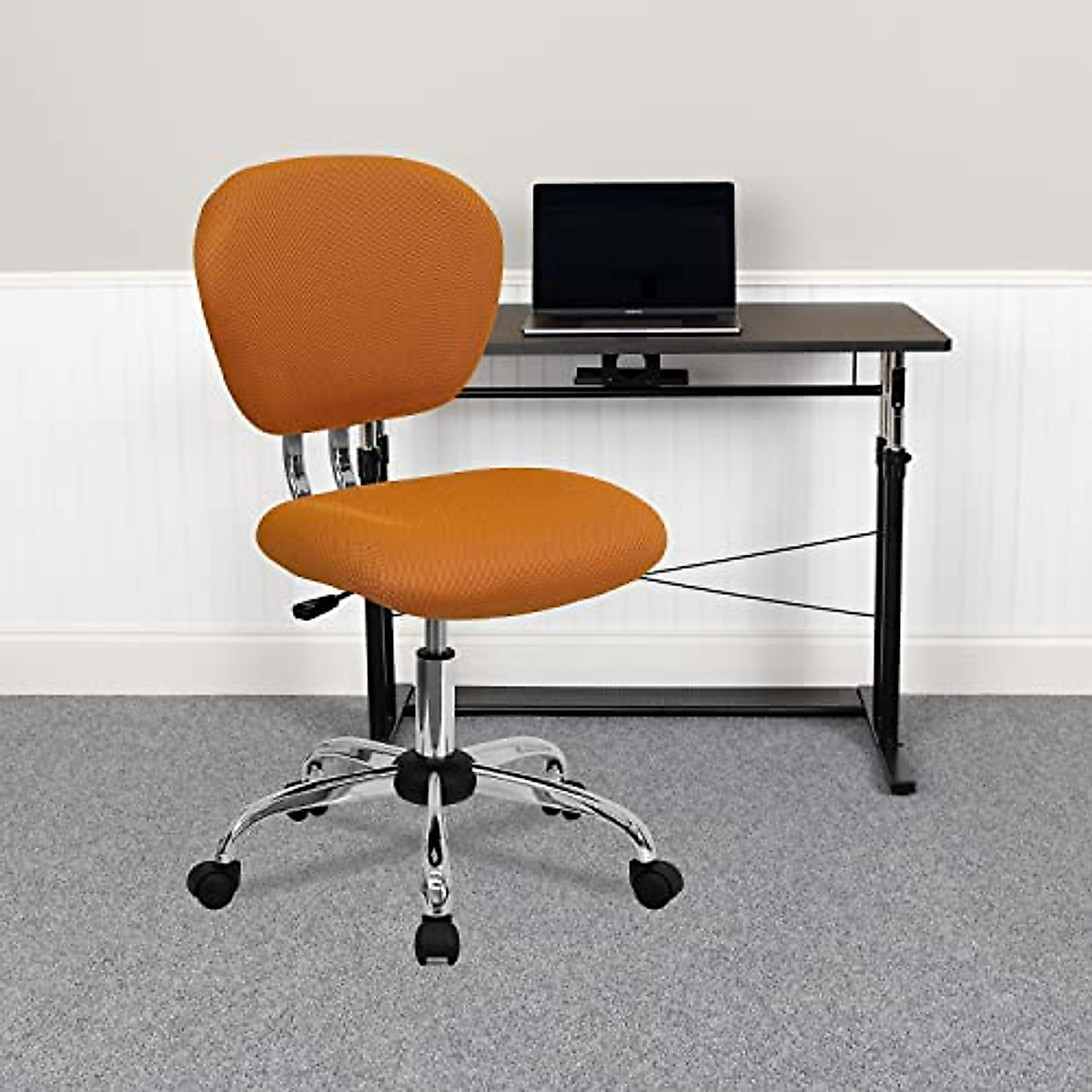 Flash Furniture Beverly Mid-Back Orange Mesh Padded Swivel Task Office Chair with Chrome Base