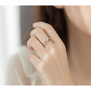 Celway Matching Friendship Rings for 2 Best Friends Sun and Moon Star Ring Bff for Womens Sterling Silver Band