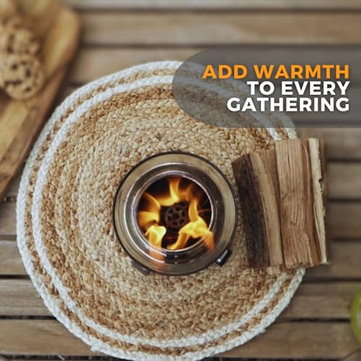 Tabletop Fire Pit with Stand, Mini Outdoor Smokeless Firepit, for Backyard, Patio, or Camping, Travel Bag, (6) Firestarters, & Wood Pellets Included