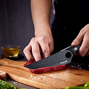Huusk Japan Knife,Sharp Knife Chefs Knife with Leather Sheath Viking Knife Husk Knife Chef Meat Cleaver, Home Camping or Outdoor
