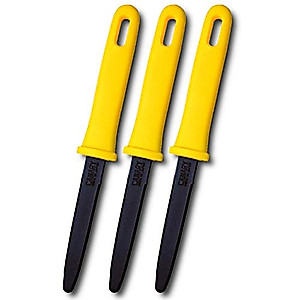 CANARY Corrugated Cardboard Cutter Dan Chan, Safety Box Cutter Knife [Non-Stick Fluorine Coating Blade], Made in JAPAN, Yellow (DC-190F-1) (Bulk 3 pcs)