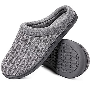 HomeTop Women's Comfort Slip On Memory Foam Slippers French Terry Lining House Slippers w/Durable Sole (Medium / 7-8 B(M) US, Light Gray)