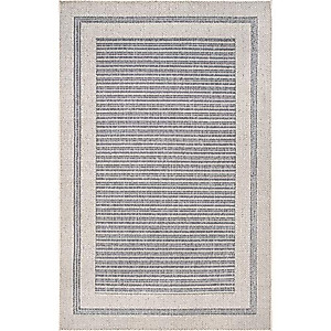nuLOOM Charter Bordered Solid Indoor/Outdoor Area Rug, 8' x 10', Light Grey