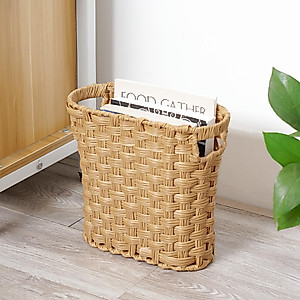 Wicker Waste Basket, Wicker Trash Can with Built-in Handles, Multifunctional Mini Wicker Basket for Home and Office, Compact Design and Durable Construction with Fine Artisanal Craftsmanship