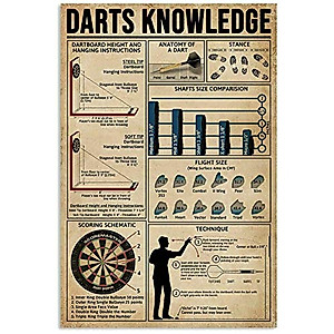 Vintage tin Sign Darts Knowledge Coffee Shop bar Club Metal Sign Wall Decorative Art Printing Poster 8x12 inches