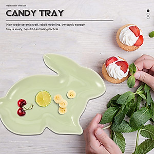 ABOOFAN Easter Bunny Shaped Plate Ceramic Rabbit Dishes Candy Appetizer Dessert Platter Salad Plate Serving Tray for Spring Easter Mothers Day Gift Kitchenware Lovers
