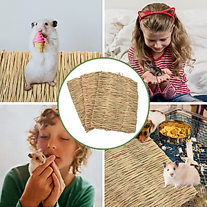 Rabbit Grass Mat, Bunny Natural Straw Woven Bed, Small Animal Cages Hay Nest Sleeping, Chewing, Nesting and Toys for Guinea Pig Hamster and Rat Bed Mat