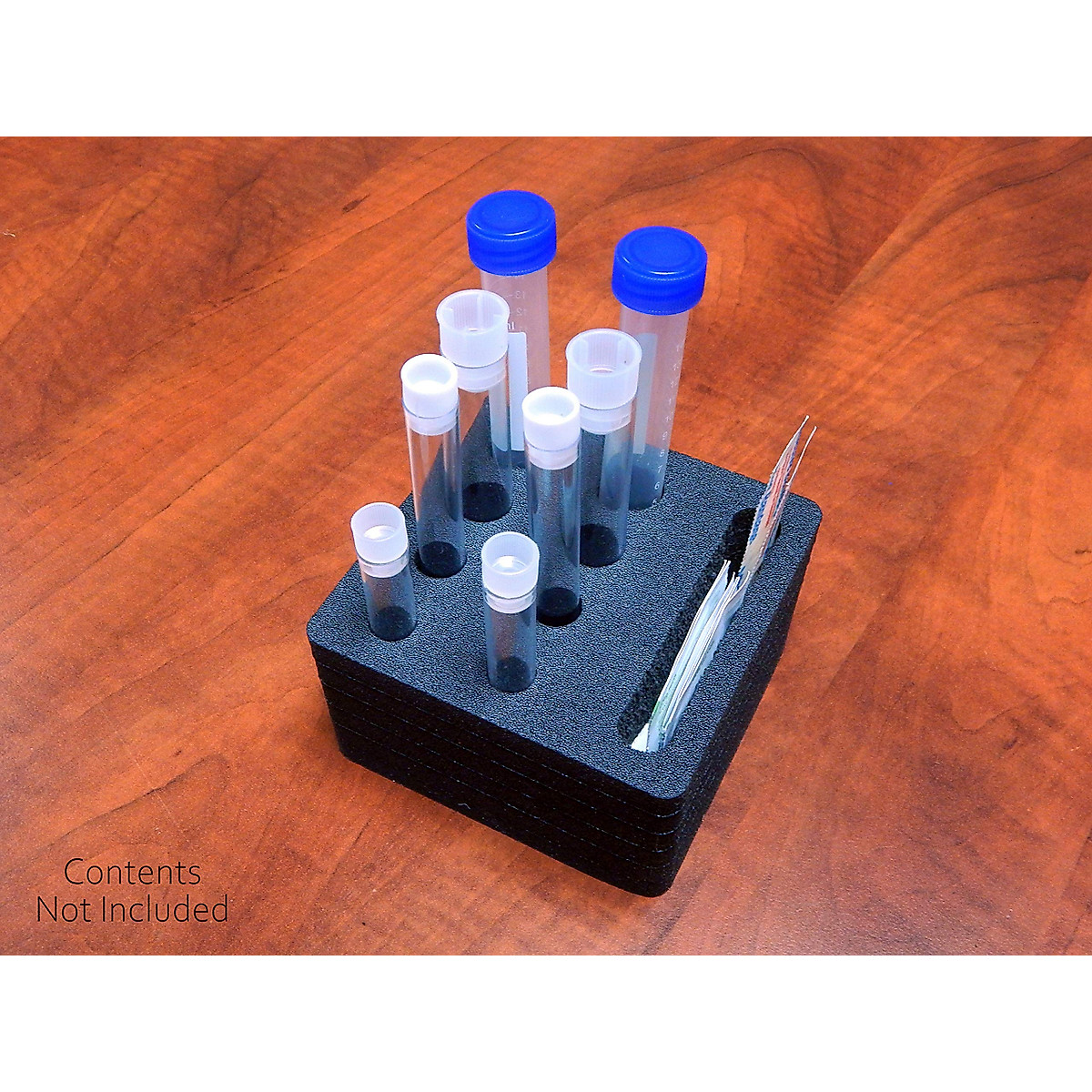 Polar Whale Personal Travel Test Tube Holder Rack Black Foam Lab Storage Organizer Compact Stand Transport Holds 8 Tubes Fits up to 11mm 13mm 15mm 17mm Diameter