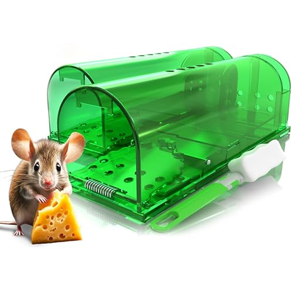 Utopia Home Humane Mouse Traps Indoor for Home (Pack of 2) - Green Reusable Mice Traps for House Indoor - Pet Safe Mouse Trap Easy to Set, Quick, Effective, & Safe Rodent Trap