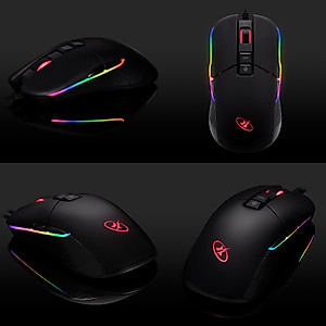 Rosewill Ergonomic Computer Laptop Gaming Mouse, 5 Levels up to 4000 DPI w/ Advanced Optical Sensor, 7 LED Backlit Colors - RGM-400