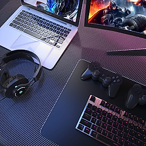 Foxemart Gaming Desk 55 inch PC Gaming Desk, Game Computer Desk Workstation, T-Shaped Professional Gaming Desk, Home Office Computer Table with Cup Holder & Headphone Hook