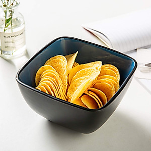 AmorArc 32oz Square Cereal Soup Bowls, Stoneware Bowls Set of 4 for Kitchen, Large Bowls for Cereal,Soup,Salad,Meal, Microwave & Dishwasher Safe-Colorful Inside