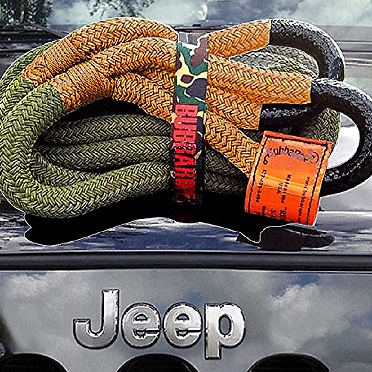 Bubba Rope Renegade 176655BKG 3/4" x 30' ft. Recovery Rope with Breaking Strength of 19000 Lb. in Tan / Green