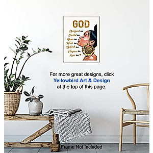 African American Art - Black Art - spiritual Religious Wall Decor - Black women - Inspiration Christian Gifts for Women, African Americans Black Girl - Christian Wall Decor- Faith God Wall Art & Decor