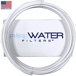 PureWater Filters 1/4" Water Line Tubing - 5' Feet Long, Compatible with Plumbable Single-Serve Brewer Hookups, Refrigerators, & Ice Makers - White