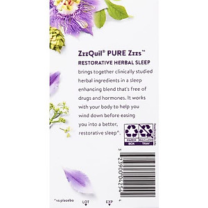 Vicks Zzzquil Pure Zzzs, Restorative Herbal Sleep, Melatonin Free Plant-Based Sleep Supplement , 40 Tablets (Pack of 4)