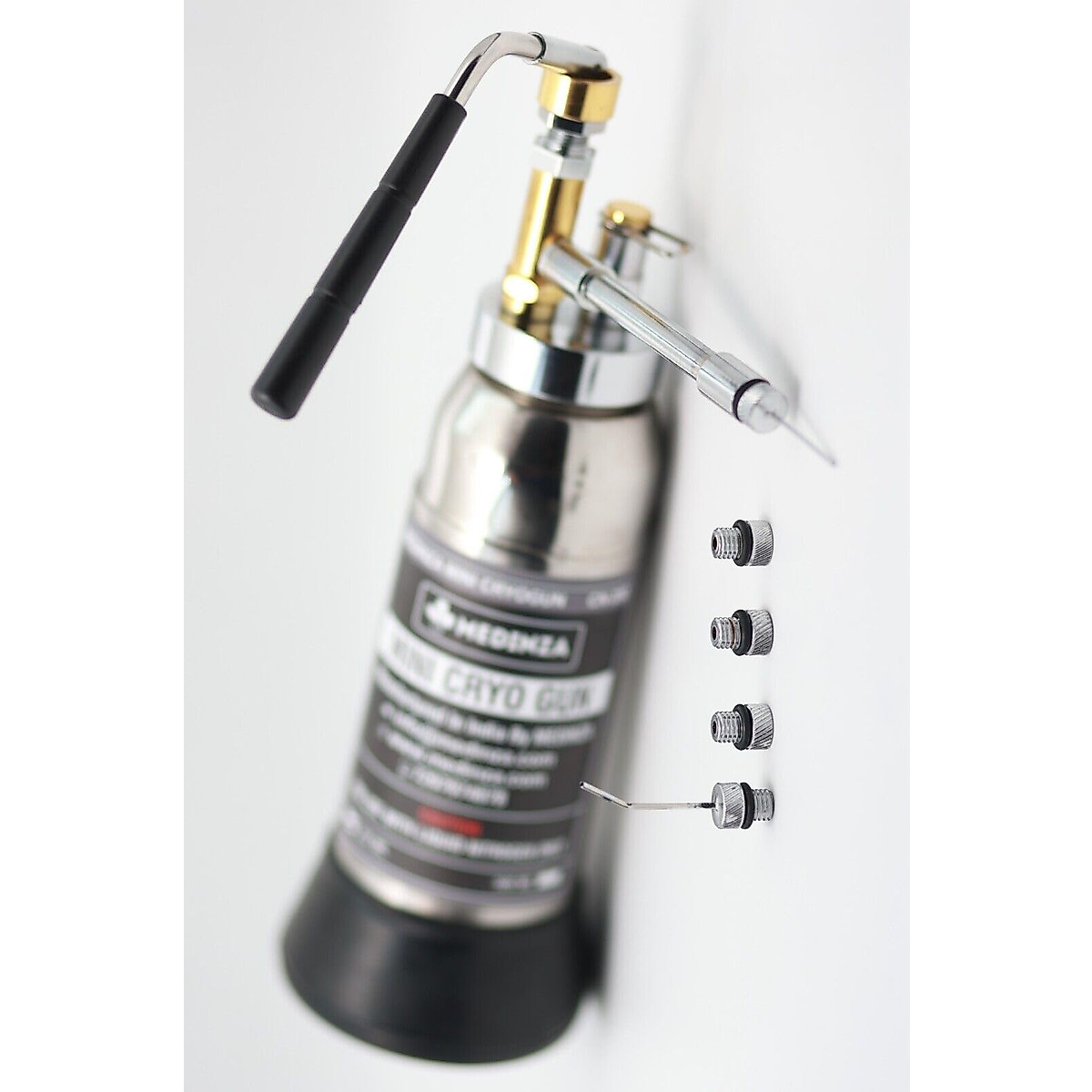 MEDINZA Mini Cryo Can For Dermatology Empty Cryo Liquid Nitrogen Sprayer With Different 5 Probes and Carry Bag