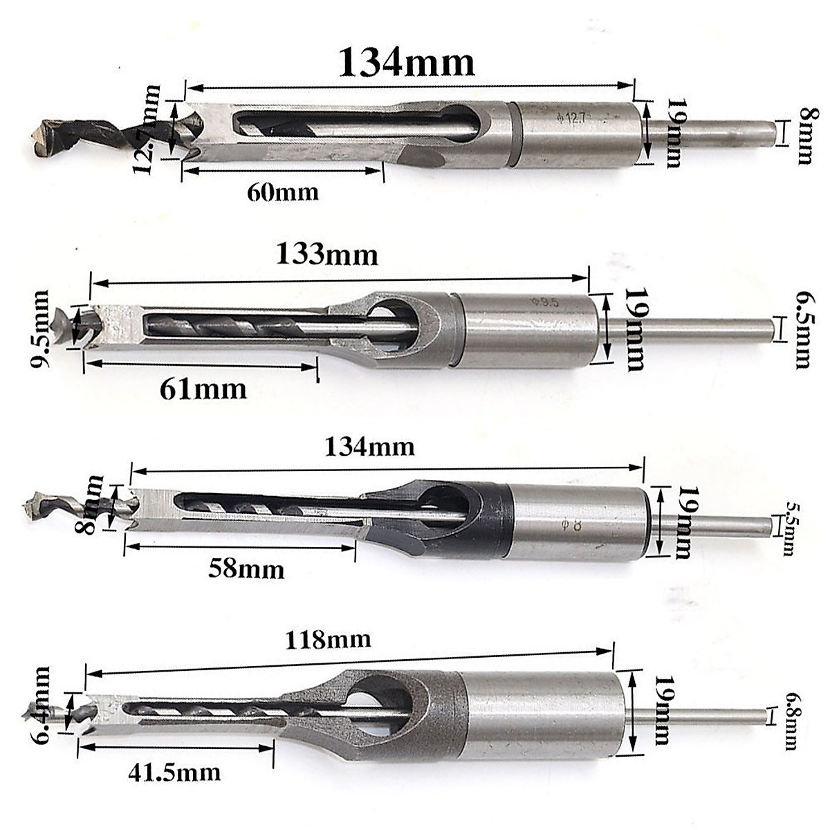 Square Hole Drill Bit,Yingte Woodworking Square Hole Drill Bit Mortising Chisel Hole Saw Drill Bit