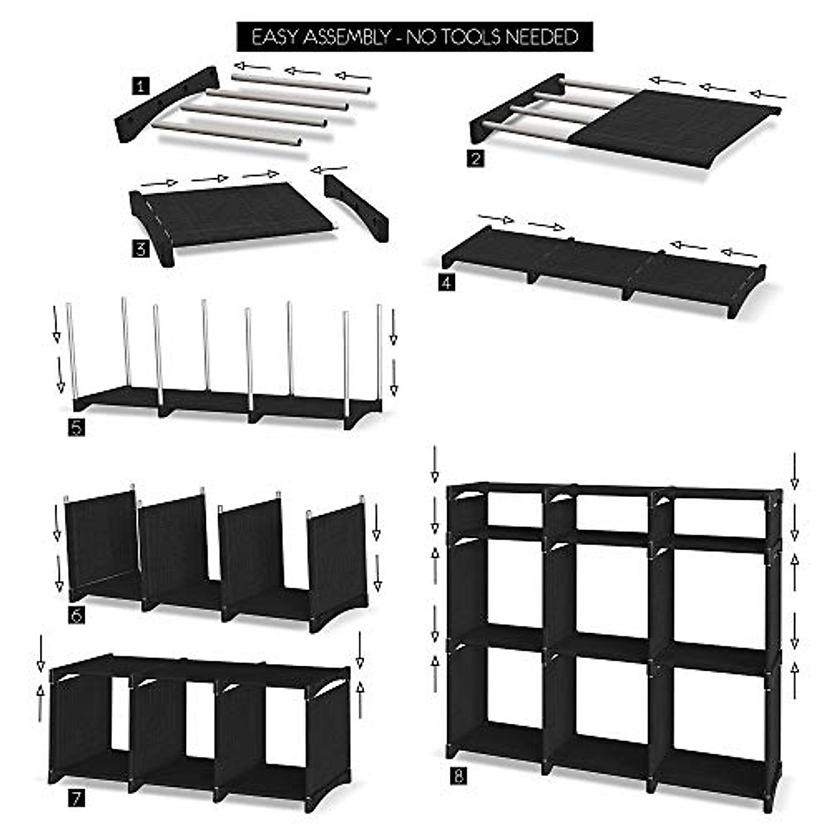9 Cube Organizer | Set of Storage Cubes Included | DIY Closet Organizer Bins | Cube Organizers and Storage Shelves Unit | Closet Organizer for Bedroom, Playroom, Livingroom, Office, Dorm (Black)