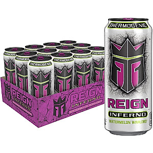 REIGN Inferno Watermelon Warlord, Thermogenic Fuel, Fitness and Performance Drink, 16 Fl Oz (Pack of 12)