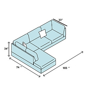 OPTOUGH Black Faux Leather Sectional Sofa L-Shape Couch with Left Chaise Storage Ottoman & 2 Pillows for Living Room Furniture Sets
