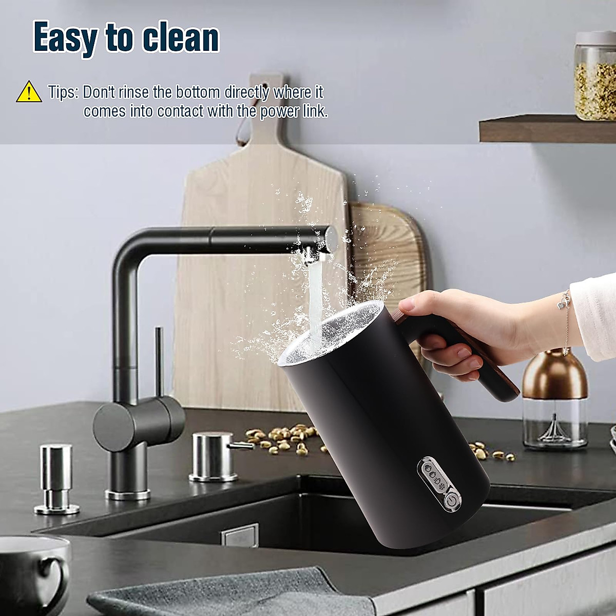 Huogary Update Milk Frother, 4-in-1 Milk Frother and Steamer, Electric Milk Frother Steamer, Milk Steamer, Warm and Cold Foam Maker for Latte, Frother for Coffee, Cappuccino(Black)