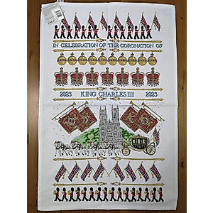 Ulster Weavers Tea Towel Cotton, Durable & Machine Washable, Eco-Friendly Design, Ideal Size, King Charles Coronation, Red