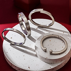 WISTIC 18K Bar Screw Bracelets Cuff Bangle for Women Chunky for Men Closely Clasp for Women and Men Gold Touch of Luxury Polished Couples Adult Jewerly (Size L)