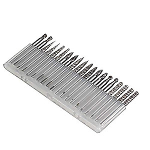 Carbide Burrs Set JESTUOUS 1/8 Shank Diameter Double Cut Tungsten Carbide Burs Rotary File Carving Grinding Bit for Die Grinder Rotary Drill Tool 20pcs