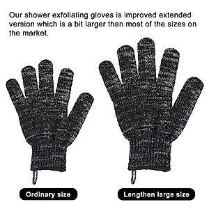 Exfoliating Bath Gloves for Shower - Bamboo Charcoal Bath Gloves for Shower, Spa, Massage, Body Scrubs, Remove Dead Skin, Deep Cleaning